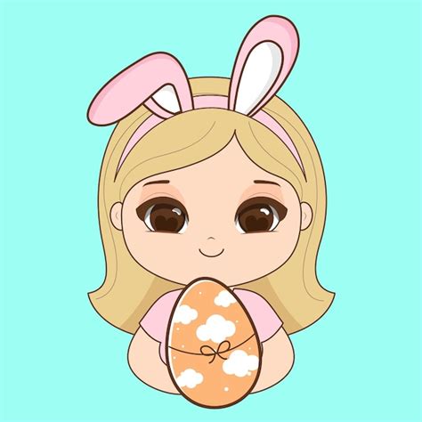Premium Vector Happy Easter Cute Girl Vector