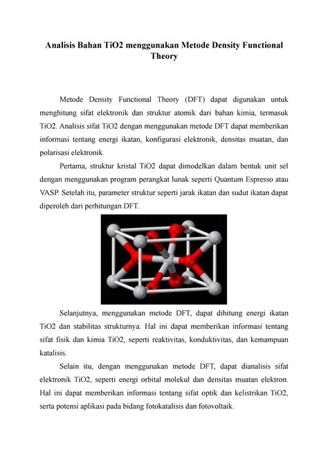Analisis Bahan Ti O2 Menggunakan Metode Density Functional Theory Analisis Bahan Tio2