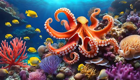 Premium Ai Image Tropical Coral Reefs Deep Sea Wallpaper With Octopus