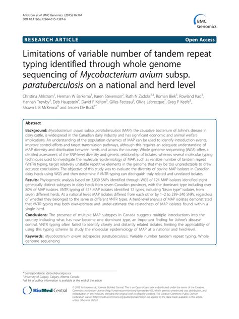 Pdf Limitations Of Variable Number Of Tandem Repeat Typing Identified Through Whole Genome