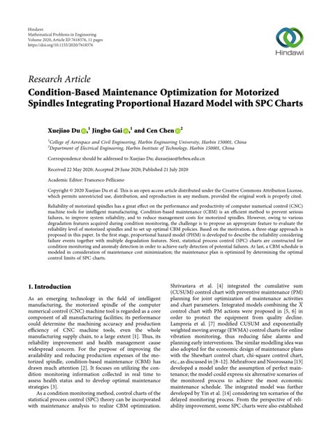pdf condition based maintenance optimization for motorized spindles integrating proportional