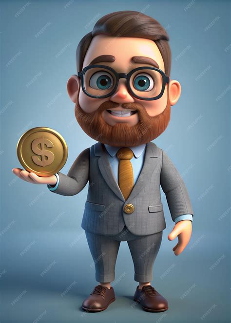 3d Rendered Cartoon Man Called George As A Banker He Is Wearing Glasses