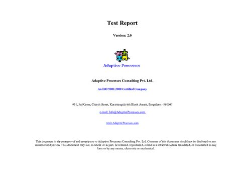Test Report Template Excel Xls