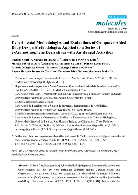 Pdf Experimental Methodologies And Evaluations Of Computer Aided Drug