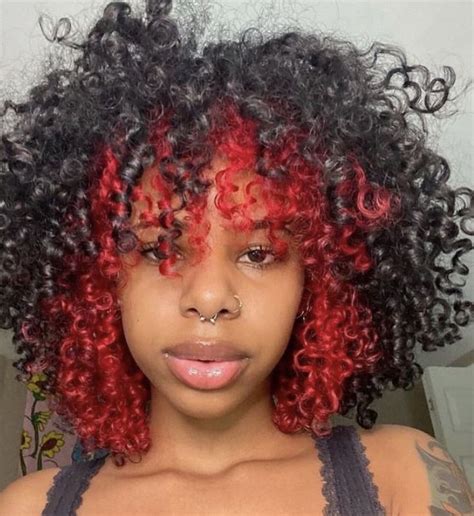 Red Hair Skunk Hair Split Dyed Hair Dyed Curly Hair