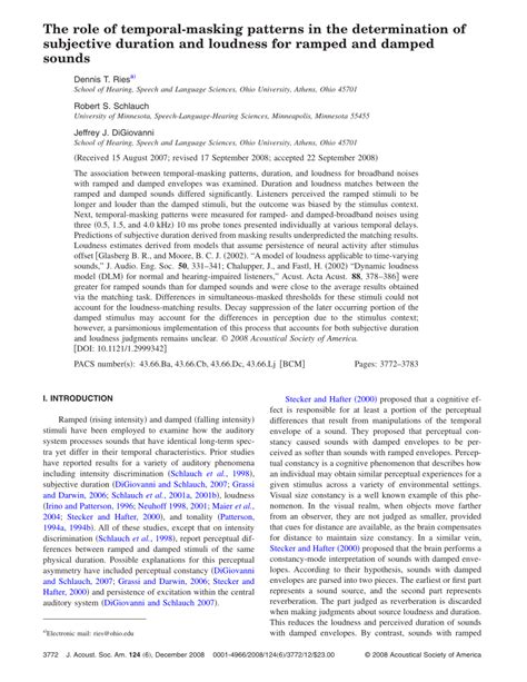 Pdf The Role Of Temporal Masking Patterns In The Determination Of