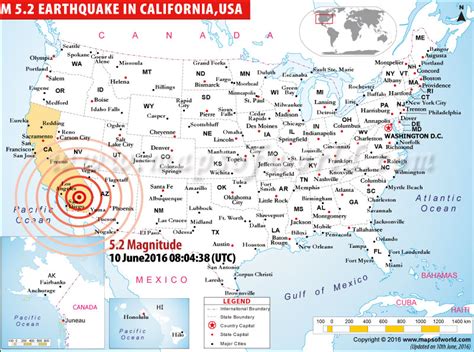 California Earthquake Map Area Affected By Earthquake In California