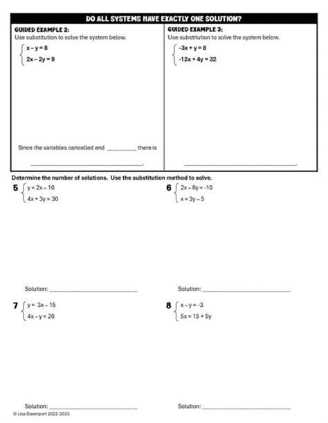 Solving Linear Systems Using Substitution Editable Binder Notes For Algebra 1
