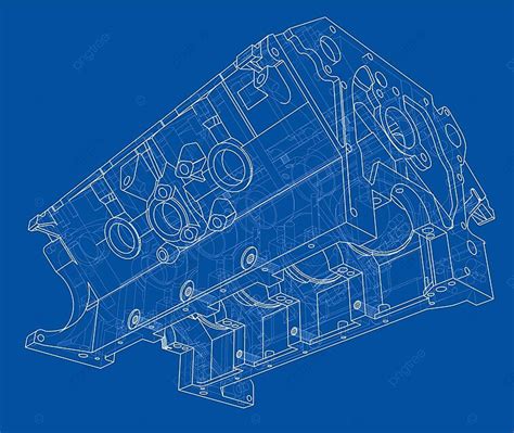 Engine Block Sketch Vector Rendering Of 3d Modern Power Auto Vector