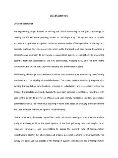 Case Description Sample Pdf Transport Usability