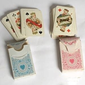 Vintage Game Of Patience In Leather Case 2 Packs Of Cards Miniature