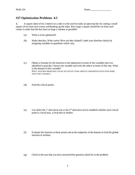 9 Problems On Calculus I With Applications Assignment Math 124 Docsity