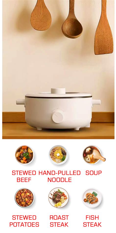 Electric Multi Cooker Pot Non Stick Round Skillet Home 3l Fast Heating