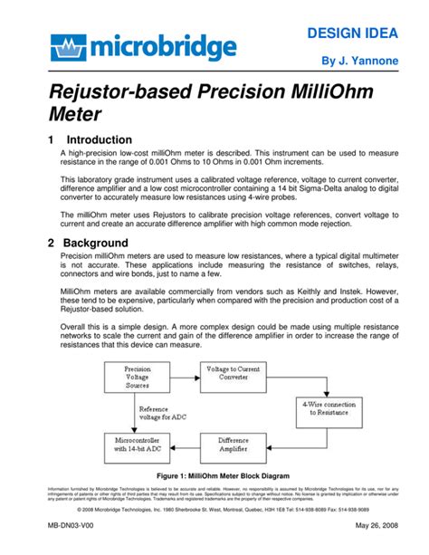Rejustor Based Precision Milliohm Meter