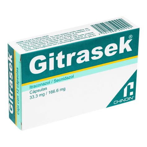 Gitrasek 33 3mg 166 6mg Con 12 Capsulas Itraconazol Secnidazol
