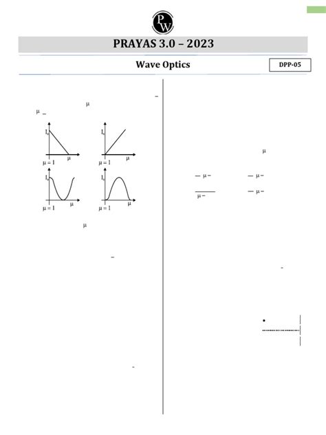 Wave Optics Dpp 05 Extra Dpp 30 2023 Pdf Diffraction