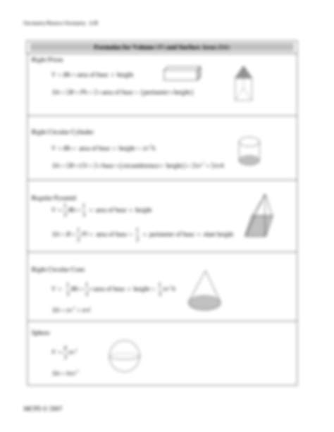 Solution Geometry Formula Reference Sheet Studypool