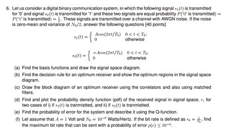 Solved Let Us Consider A Digital Binary Communication Chegg
