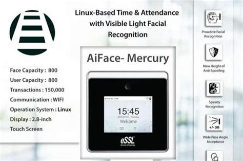 Face Recognition Essl Ai Face Mercury At Piece Biometric Time Attendance System In