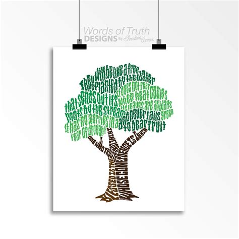 Digital Tree Scripture Wall Art Print Jeremiah 177 8 Blessed Is The