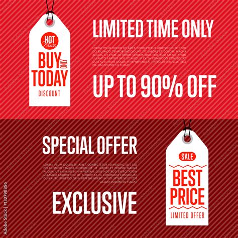 Special Offer Discount Banner Set Vector Illustration Buy Only Today