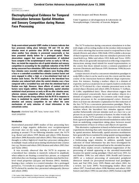 Pdf Electrophysiological Evidence For Temporal Dissociation Between