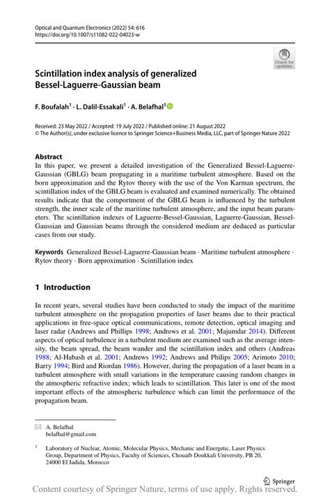 Scintillation Index Analysis Of Generalized Bessel Laguerre Gaussian
