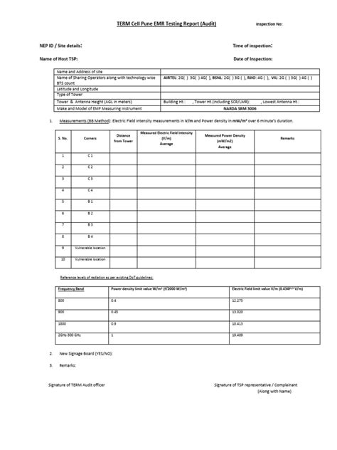 Testing Report Format Pune Term Jio Pdf Radiation Electronics