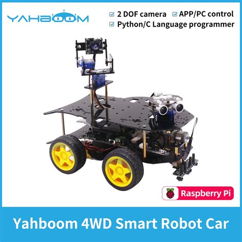 Yahboom 교육용 라즈베리 파이 4wd 로봇 카 키트 Hd 카메라 지원 Ai 인식 파이썬 프로그래밍 배터리 팩 포함