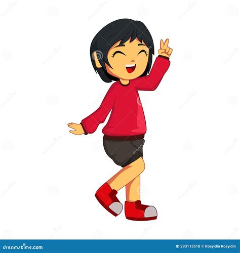 Happy Chibi Girl Character Illustration Stock Vector Illustration Of Female Design 293113518