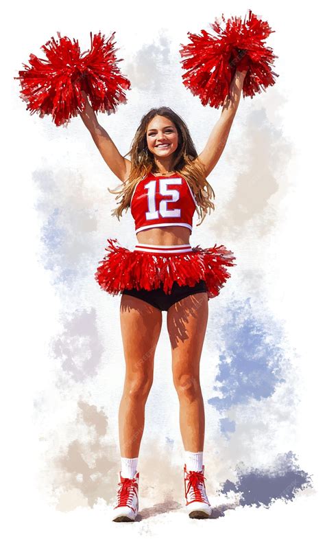 A Cheerleader With The Number 15 On Her Shirt Premium Ai Generated Image