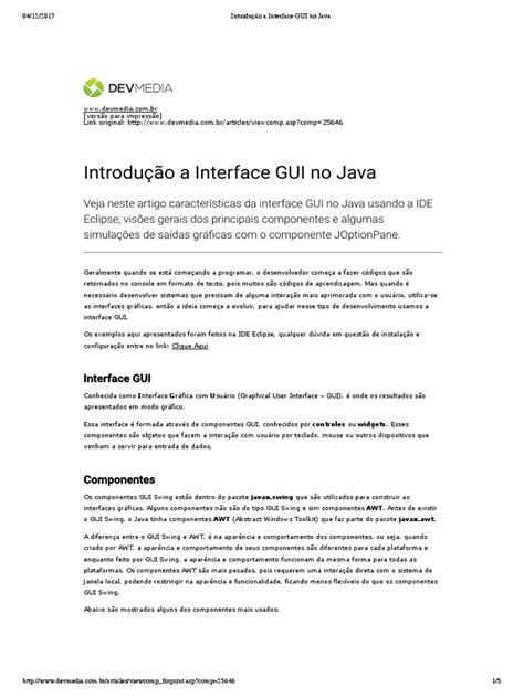 introdução a interface gui no java pdf interfaces gráficas do