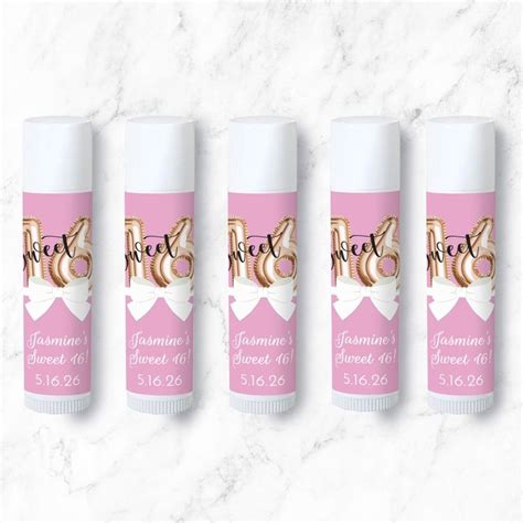 Personalized 10 Pieces Sweet 16 Birtday Balloons Lip Balm Favors With