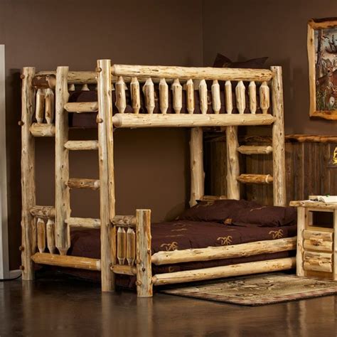 Cedar Lake Xl Twin Over Queen Log Bunk Bed Rustic Bunk Beds Log
