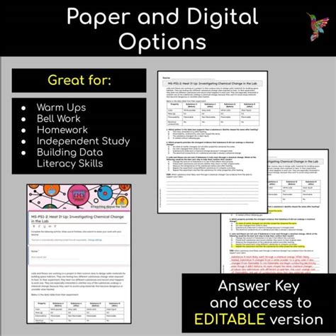 Chemical Reactions Ngss Graphs And Data Analysis Activities With Cer