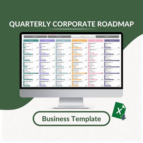 Quarterly Corporate Roadmap Excel Template Bussiness Planner Roadmap