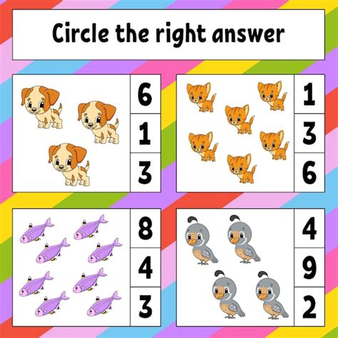 Premium Photo Math Activity Worksheet Circle The Right Answer