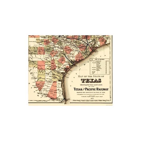Railroad Map Texas And Pacific Railway Colton 1873 23 X 2756
