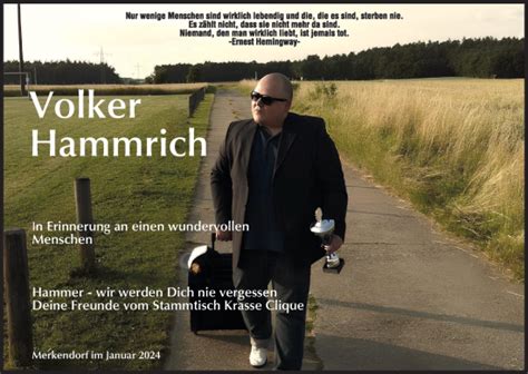 Volker Hammrich Traueranzeige Frankende