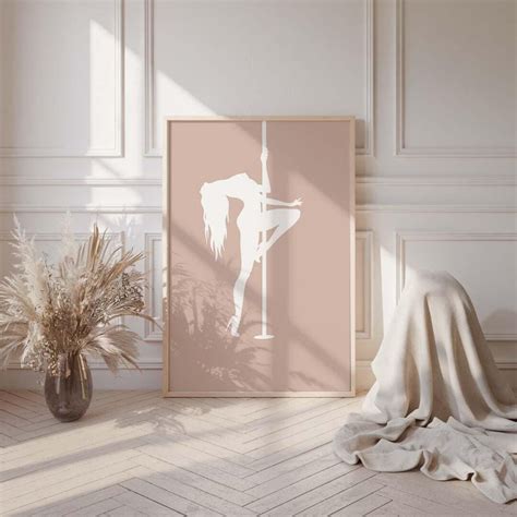 Pole Dancer Art Print Instant Download Sexy Pole Dancer Printable Wall Art Pole Dace Art Beige