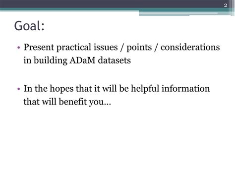 ppt principles and practicalities in building adam datasets