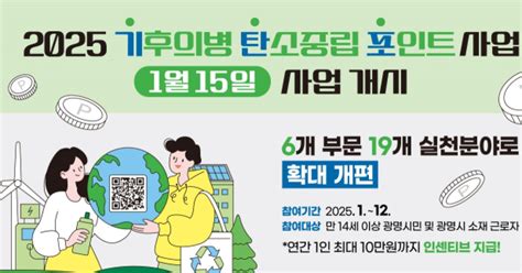 친환경 생활 실천하면 최대 10만원···광명시 기후의병 탄소중립 포인트 확대