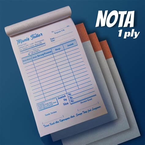 Jual Nota 1 Warna Cetak Nota Kwitansi Custom Murah Bahan Hvs 1ply 1 Rangkap Nota Custom Nota