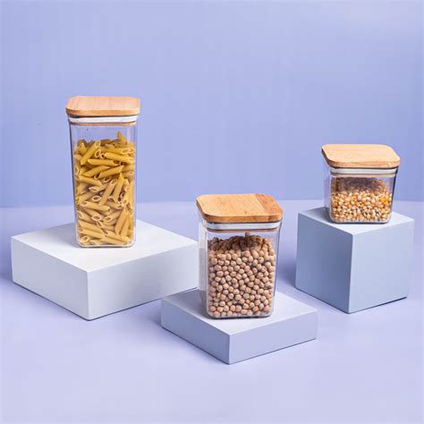 Acrylic Wood Square Container Set Efreshli