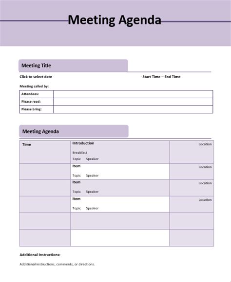 Formal Meeting Agenda 7 Free Word Templates
