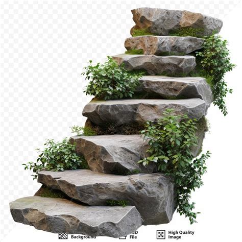 Premium Psd Cut Out Stairs Made Of Large Stone Steps Staircase Lined