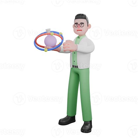 3d Model Of Male Biologist A Male Biologist Stands Holding An