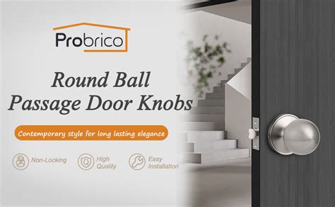 Probrico Round Brushed Nickel Passage Door Knobs Interior Door Handles