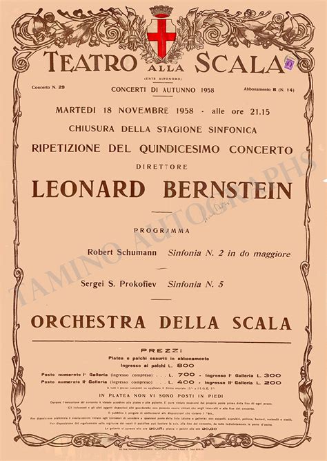 Leonard Bernstein Autograph Signed Large La Scala Poster Tamino