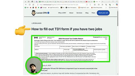 How To Fill Out Td1 Form If You Have Two Jobs Guide From Canadian Cpa Youtube
